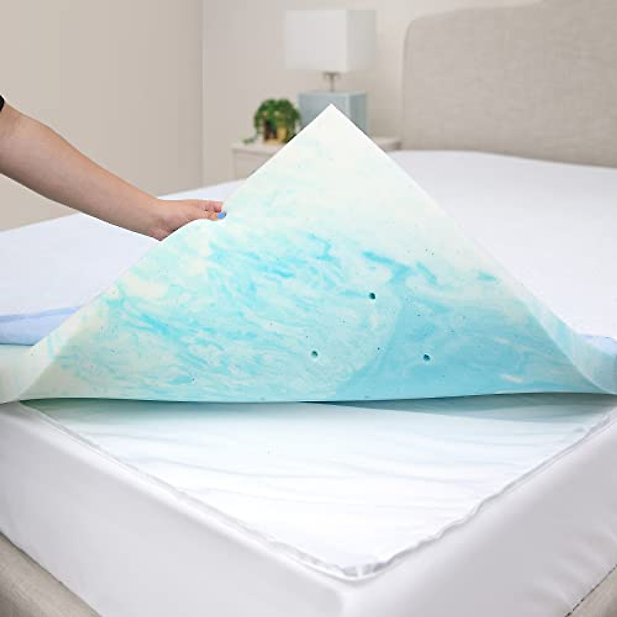 SensorPEDIC Majestic 2-Inch Gel Swirl Memory Foam Mattress Topper, Full, White