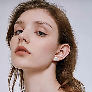 Martini Lab Created Diamond Earrings for Women, 4ct Round D Color VVS1 Clarity Lab Grown Diamond Stud Earrings 14K White Gold Vermeil 3 Prong Moissanite Earrings for Women with Screw Backs