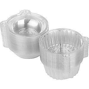 Healthcom 100 Packs Clear Plastic Single Individual Cupcake Muffin Dome Case Cake Boxes with Lid Resealable Cupcake Muffin Dome Holders Carrier Fruit Salad Box Container for Party Wedding,100 Sets