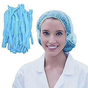 Disposable Bouffant Caps | 24 Inch | Blue | 100 Pack | Head Covers | Hair Nets