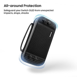 tomtoc Carrying Case for Nintendo Switch/OLED Model, Large Travel Switch Case with Pocket for Pro Controller, Joy con Grip or AC Adapter, Protective Portable Carry Case with 24 Game Cartridges