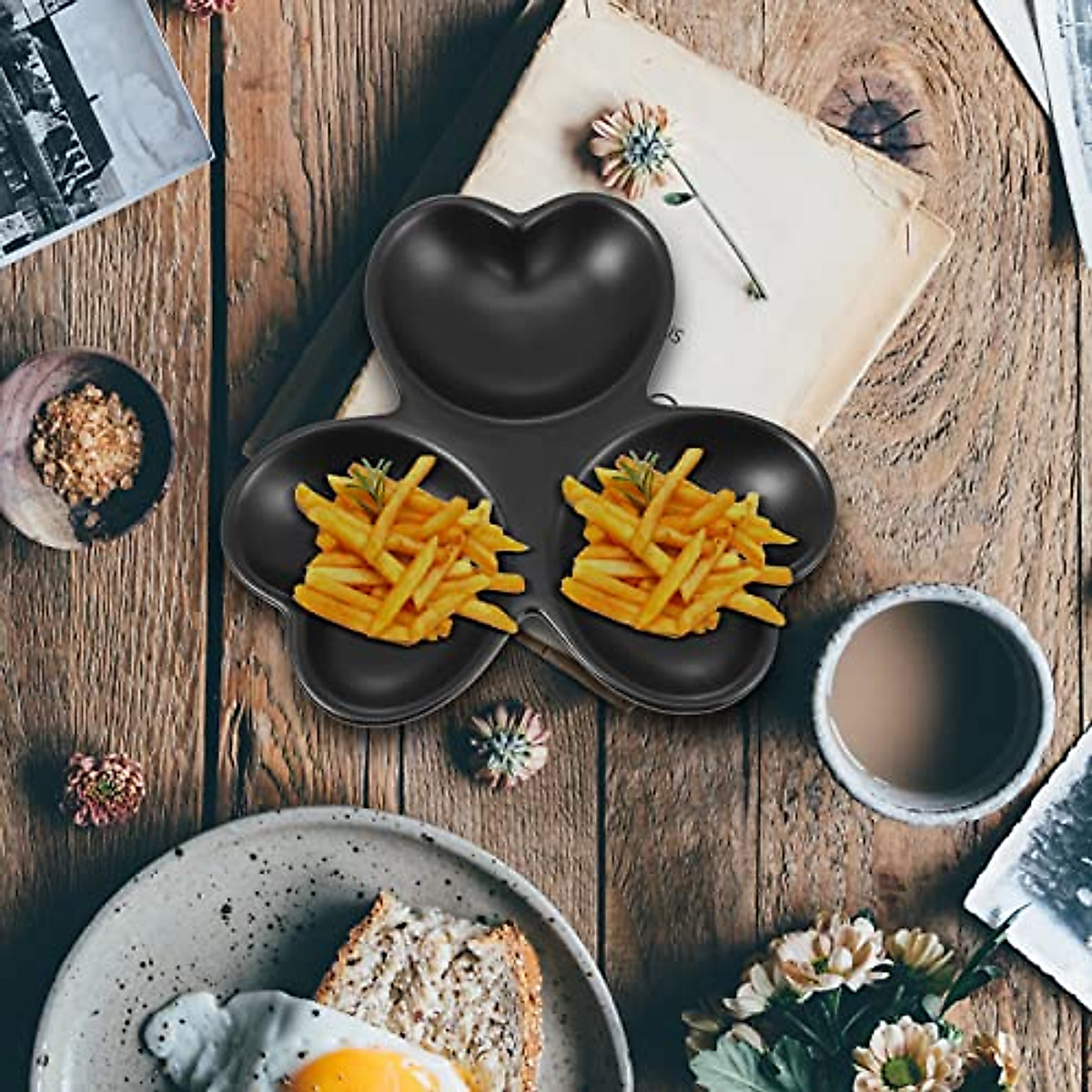 UPKOCH Jewelry Display Box Ceramic Heart Shaped Salad Plate Food Candy Dessert Platter Porcelain 3- Section Tray for Dried Fruits Nuts Candies Black Heart Shaped Cupcake Pan