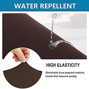 NC HOME Anti-Slip Waterproof Stretch Fabric Armrest Covers Furniture Protector Armchair Slipcovers for Recliner Sofa with Twist Pins, Set of 2 (Chocolate)