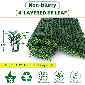 12PCS 20" X 20" Artificial Boxwood Topiary Hedge Plant Grass Backdrop Wall UV Protection Indoor Outdoor Privacy Fence Home Decor Backyard Garden Decoration Greenery Walls