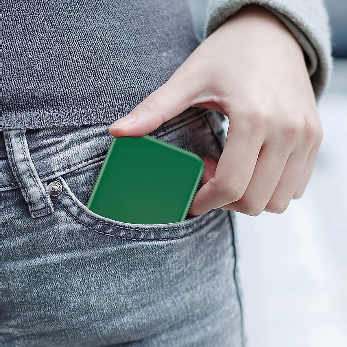 Kintion Pocket Mirror, 1X/3X Magnification LED Compact Travel Makeup Mirror with Light for Purse, 2-Sided, Portable, Folding, Handheld, Small Lighted Mirror for Gift, Green