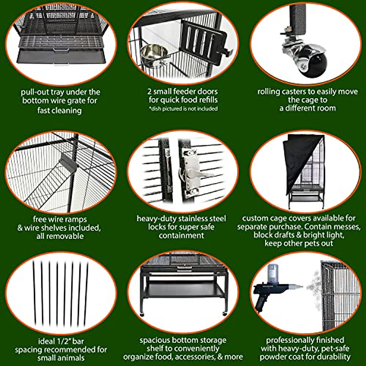 Madagascar Cage - 60" Tall Durable Spacious Metal Cage - for Sugar Gliders, Squirrels, Marmosets & Other Small Pets