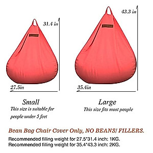 ZDZDY Bean Bag Chair Cover Only for Kids and Adults Beanbag Replacement Outer (No Filler) Washable Cover (Red, 35.4"×43.3")