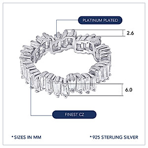 KIERA COUTURE 3.42 cttw White Baguette Cut Cubic Zirconia Sterling Silver Wavy Eternity Band Ring (White, 6)