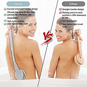 Back Brush Long Handle for Shower, 20.5” Back Bath Brush for Shower, Back Scrubber, Exfoliation and Improved Skin Health for Elderly with Limited Arm Movement, Disabled, Pregnant Women
