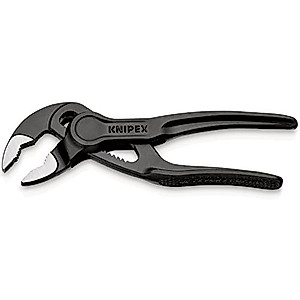 Knipex Cobra® XS Pipe Wrench and Water Pump Pliers grey atramentized, embossed, rough surface 100 mm (self-service card/blister) 87 00 100 BK