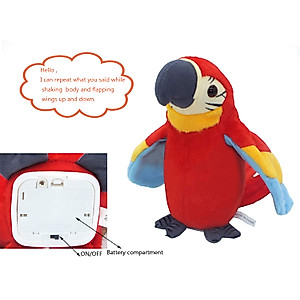 Talking Parrot Plush Toy, Repeat What You Say Funny Kids Stuffed Toys, Birthday Gift Kids Early Learning Animal Toy Electronic toy