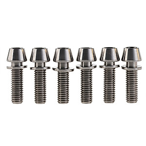 Yaruijia Titanium Bolt for MTB Bicycle Stem M5x16/18/20mm Taper Head Hex Socket Screws with Ti Washer Pack of 6 (M5x20mm, Titanium)