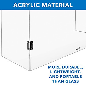 Mount-It! Acrylic Protective Sneeze Guard 27.6" x 19.7" x 25.6" | Foldable Clear Plexiglass Personal Protection Shield and Partition | Three Size Coverage