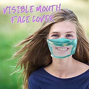 Floral Pattern Face Coverings with Clear Window Visible Expression for The Deaf And Hard Of Hearing, for Adult(B-1PC)