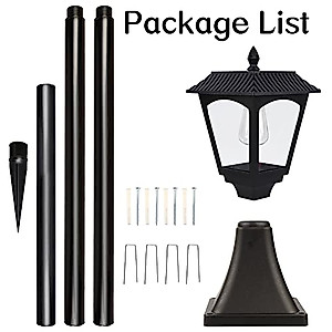 Dynaming 100 Lumen Solar Post Lights, 67 Inch Outdoor Solar Powered Vintage Street Lights, LED Edison Bulb Solar Post Lamp Waterproof for Garden Patio Lawn Pathway Driveway Backyard, Warm White