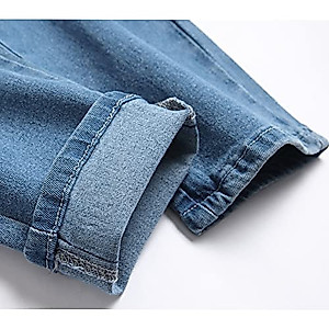 LZLER Men's Stretch Skinny Jeans Multi Pockets Slim Fit Elastic Jeans Comfort Tapered Leg Cargo Pencil Denim Pants(8604LB,38)