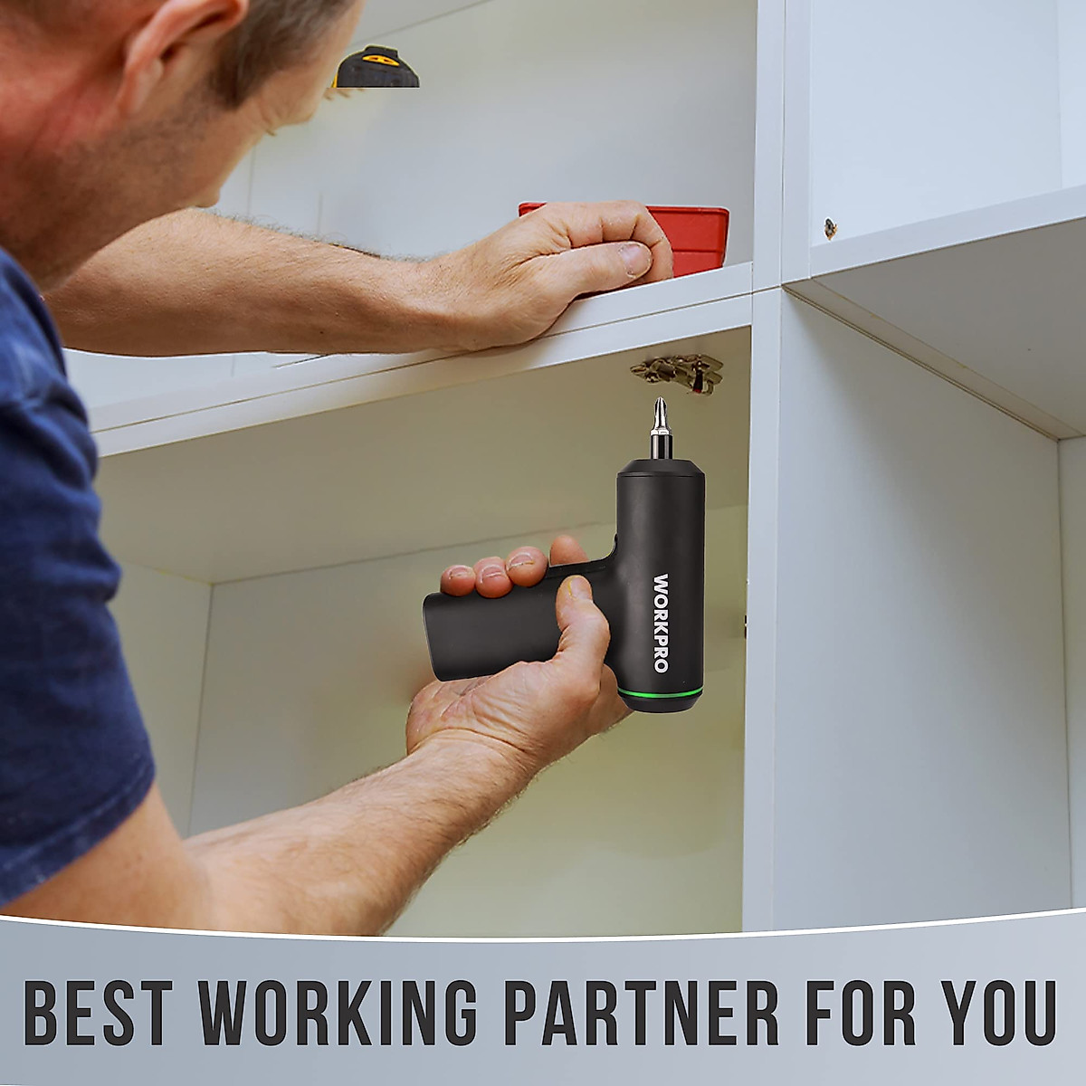 WORKPRO Electric Cordless Screwdriver Set, 4V USB Rechargeable Lithium-ion Battery Power Screwdriver Kit with LED Light, Screw Gun with 28pcs Accessories for Home, Office, Apartment Repair