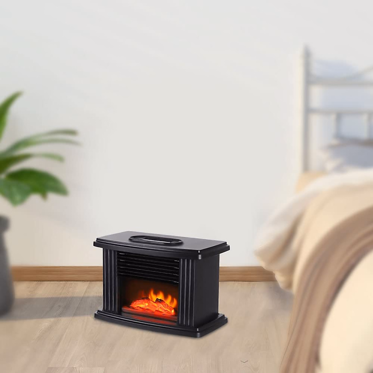 BEYANEE Mini Electric Fireplace,1000W Indoor Electric Fireplace Heater,Air Heating Fireplace, Freestanding Heater with Realistic Dancing Flame Effect,CSA Certified and Overheating Safety Protection