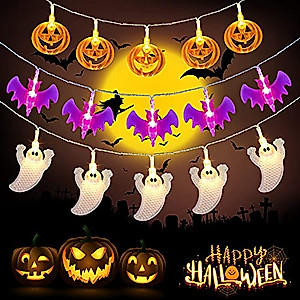 Halloween Decorations Lights, YGAOHF Halloween String Lights, 15FT 30 LED Battery Operated Fairy Lights, Cute Orange Pumpkin Lights for Halloween Indoor Outdoor Room Decor