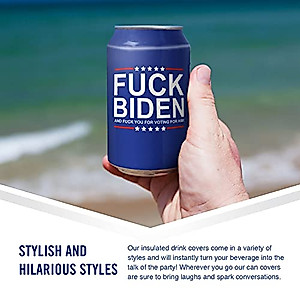 Beersy Silicone Sleeve Beer Can Cover - Insulated Can Sleeve - Novelty Disguise for Outdoor Events, Golf, Parties, Concerts,Tailgating - Hide a Beer To Look Like Soda, Fits 12 oz Cans (Fuck Biden)