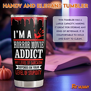 fat mummy Halloween Tumbler 20oz, Horror Gifts for Halloween, Horror Movies Addict Tumbler Stainless Steel, Scary Characters Coffee Mug, Horror Tumbler Gifts for Christmas, Birthday