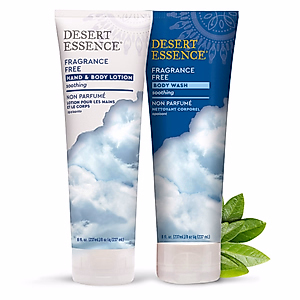 Desert Essence Fragrance Free Body Wash Sensitive Skin-Friendly Plant-Based Cleanser with Organic Aloe, Green Tea & Jojoba Oil - Nourishing Antioxidants - Vegan, Gluten-Free, Cruelty-Free - 8oz