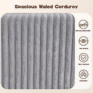 VnndeNest 131" Modular Sectional Couch, Comfy Corduroy Striped Fabric Floor Sofa, Luxury U-Shape Sectional Sofa with Chaise Lounge, Free Combination Sleeper Sofa for Living Room, Apartment, Grey