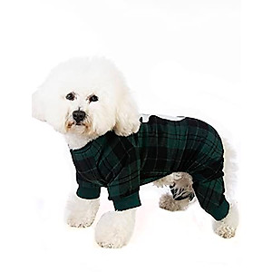 Coomour Dog Chirstmas Shirts Pet Deer Clothes 100% Cotton Reindeer Pajamas Puppy Doggie Christmas Costumes (M,Green)