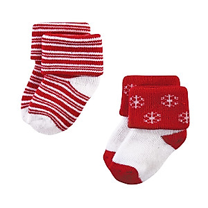 Hudson Baby Unisex Baby Cotton Rich Newborn and Terry Socks, 12 Days of Christmas, 6-12 Months