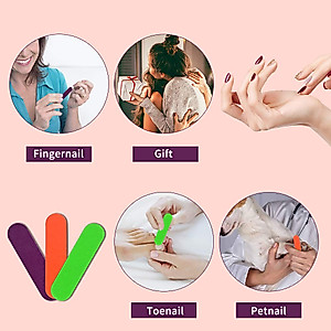 VIOCIWUO Mini Nail File Bulk 300 Pcs(180 Grit), Disposable Colorful Nail Files Emery Boards Home or Professional Manicure Tools(Purple, Green, Orange)