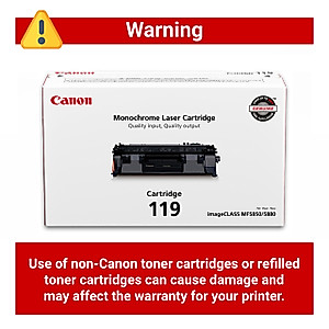 Canon Genuine Toner, Cartridge 119 Black (3479B001), 1 Pack, for Canon imageCLASS MF5800 /5900/6100 Series, MF410 Series, LBP6300 / 6600 Series, LBP250 Series Laser Printer