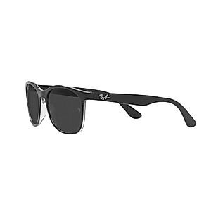 Ray-Ban Rb4374 Square Sunglasses, Black On Transparent/Polarized Black, 56 mm