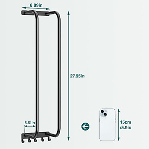 Towel Rack Bathroom Wall Holder: Black Shower Organizer Wall Mounted for Rolled Towel Storage 27.9 in