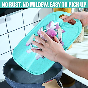 7 Pcs Kitchen Plastic Cutting Board Large Meat Fruit Cutting Board Mats Chopping Boards for Kitchen Non Scratch with Easy Grip Handle and Juice Grooves, 7.9 x 12.8 Inches