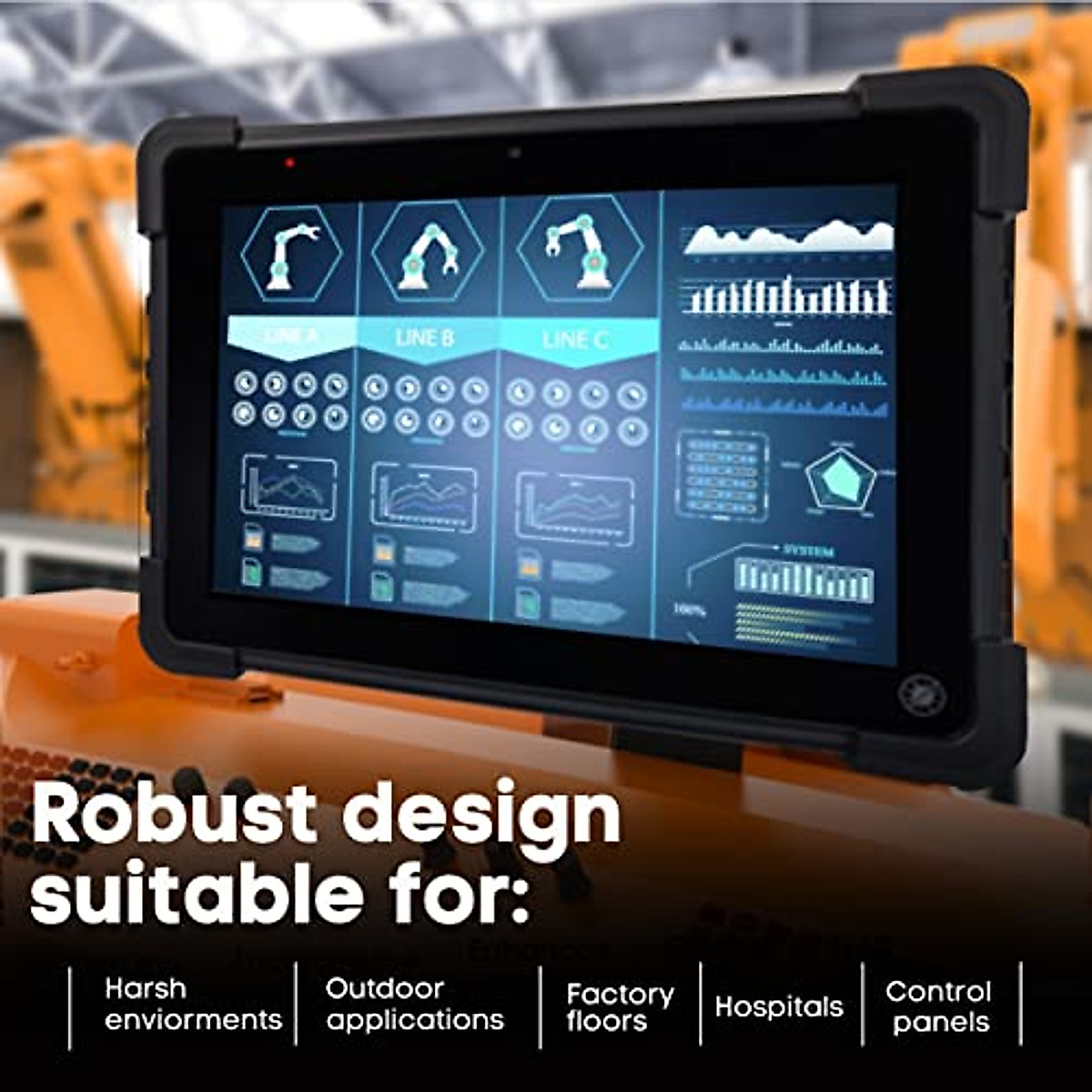 faytech 10.1" Rugged Industrial IP65 Waterproof PC Tablet Windows 10 Pre-Installed, N4200 Quad-Core CPU, 6GB RAM+128GB eMMC, Integrated W-LAN, Bluetooth 5.2, Rechargeable 7.4V/7000mAh Battery