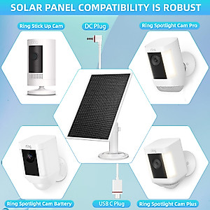 1 Pack - Solar Panel for Ring Camera Compatible with Ring Stick Up Cam Battery, Ring Spotlight Cam Plus/Pro(Battery) Charger Outdoor with 13Ft Charger Cable - Camera Not Included