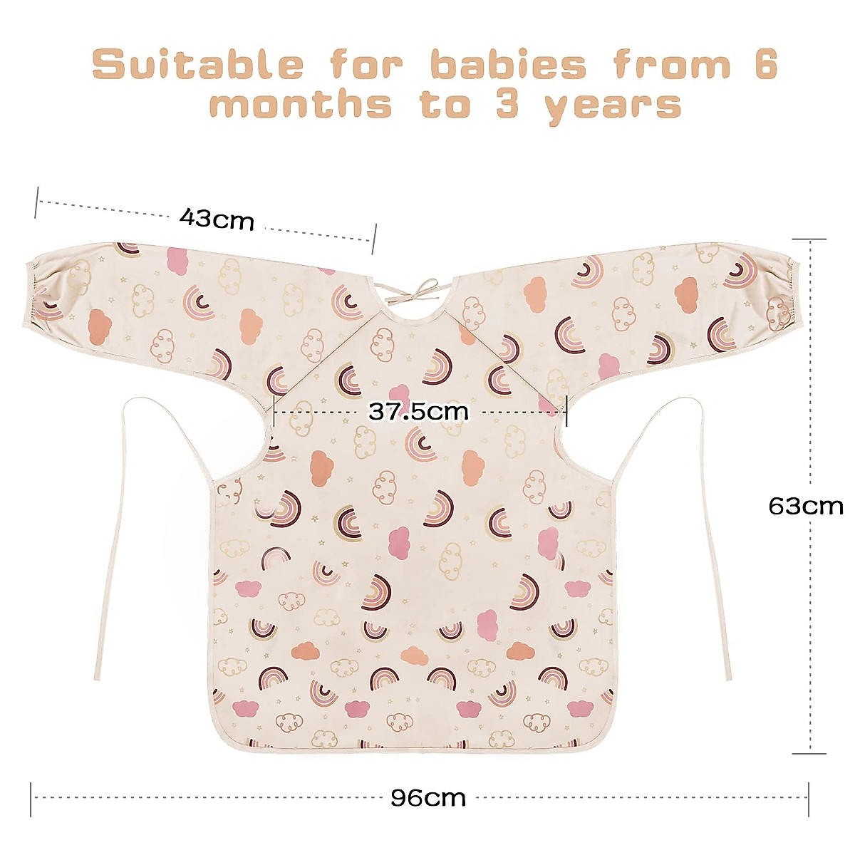 Vicloon Coverall Baby Feeding Bib, Weaning Bib Attaches to Highchair and Table, Long Sleeves Bib with Waterproof, Comfortable,Machine Washable, Baby Bib For 6 Month to 3 Years Old (Pink)