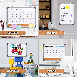 Monthly Calendar Whiteboard Dry Erase Cork Board Combination for Wall, 17"x13" Magnetic Dry Erase Board, Double-Sided White Board, Portable Board for Office, Kitchen, Planning, Memo, School, Home