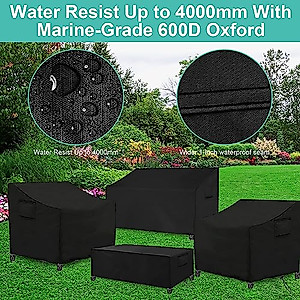 4-Piece Outdoor Veranda Patio Garden Furniture Cover,Patio Furniture Cover Set,patio furniture covers 4 piece set made by 600D,Black wind and rain and UV and tear resistant Outdoor Furniture Covers