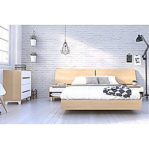 Nexera Nordik Queen Size Platform Bed, Natural Maple.