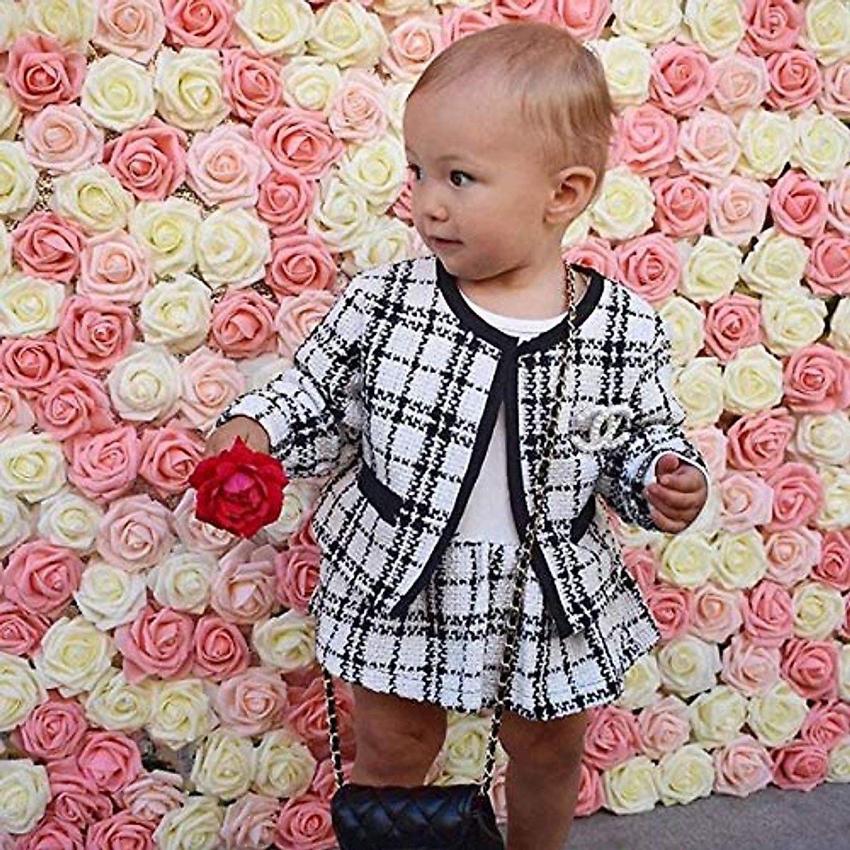 2Pcs Toddler Baby Girls Kid Long Sleeve Plaid Cardigan Coat Outwear +Plaid Dress Tutu Skirt Princess Party Formal Outfits (Gray and White Plaid Coat + Tutu Dress, 4-5T)