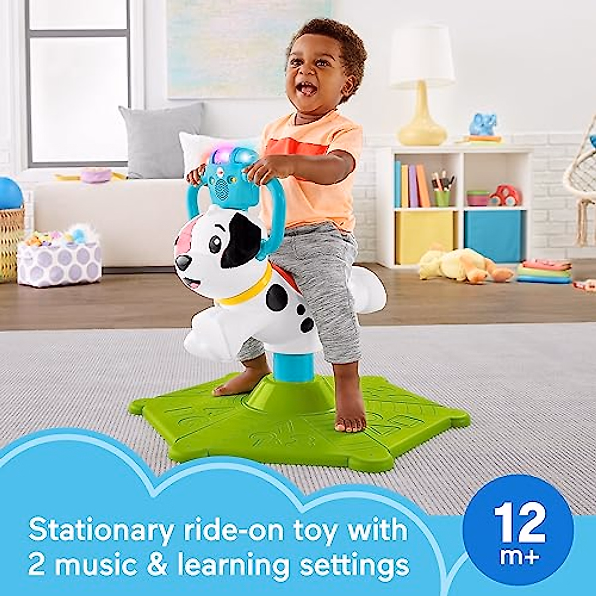 Fisher-Price Toddler Ride-On Learning Toy, Bounce and Spin Puppy Stationary Musical Bouncer for Babies and Toddlers Ages 12+ Months (Amazon Exclusive)