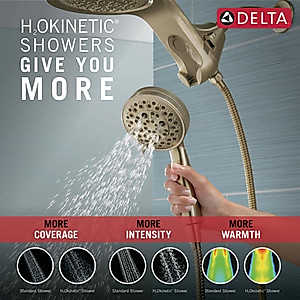 Delta Faucet HydroRain 5-Spray H2Okinetic Dual Shower Head with Handheld Spray, Gold Shower Head with Hose, Handheld Shower Heads, 2.5 GPM Flow Rate, Lumicoat Champagne Bronze 58680-CZ-PR25