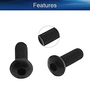 Yinpecly M4x12mm Hex Socket Head Machine Screws Carbon Steel Inner Hex Socket Round Head Screw Fasteners Furniture Bolts Black Tone 50Pcs