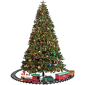 deAO Train Set for Christmas Tree,Classical Christmas Train Set with Headlight, Realistic Sounds, 4 Cars Carriage and Tracks, Best Gift for Christmas Décor Under The Christmas Tree