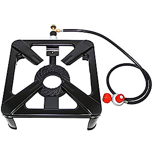 Flame King Heavy Duty 100,000 BTU, 0-20 PSI, Turkey Fryer Single Propane Burner Bayou Cooker, Outdoor Stove for Home Brewing, Maple Syrup Prep, Cajun Cooking