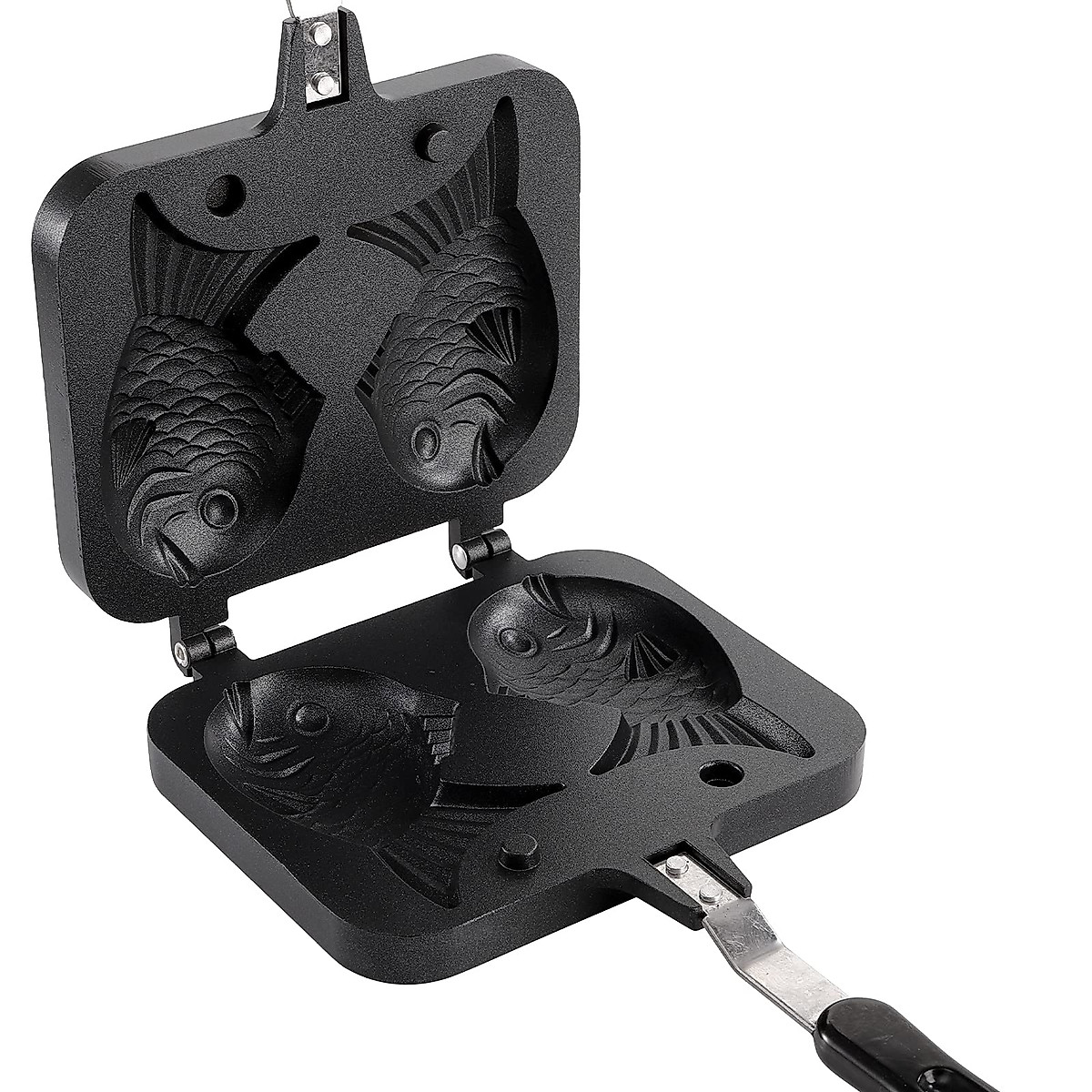 ZOOFOX Taiyaki Fish-shaped Cake Pan, Non-stick Waffle Cake Maker with Long Handle, Pancake Baking Double Pan Mold