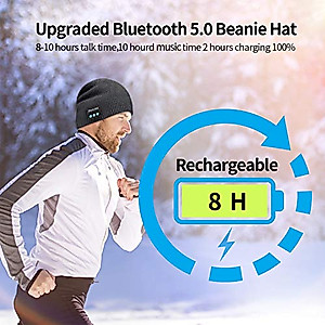Bluetooth Beanie Hat Wireless Headphone Cap Music Soft Hat with Stereo Speakers,Winter Knit Hat Mic Hands-Free for Men Women Teenagers Sports Fitness Travel Birthday Xmas Gift (Black)