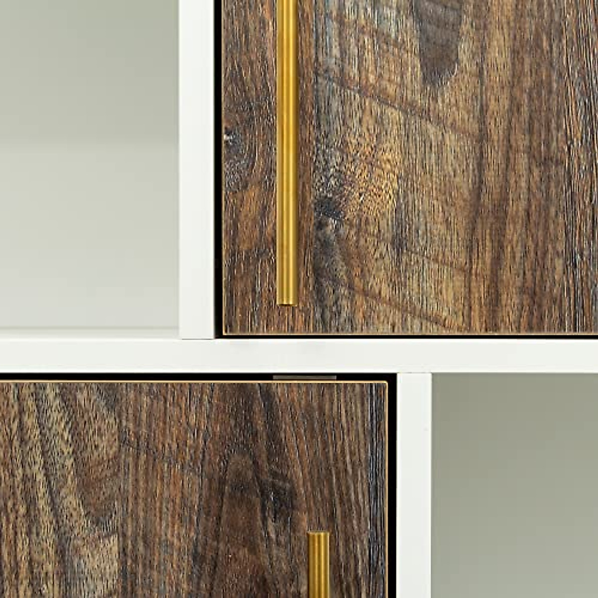 Storage Cabinets, Multifunctional Display Cabinet with Display Shelves and Doors, Entrance Modern Buffet or Kitchen Sideboard with Gorgeous Golden Brass Accents, Modern Style TV Cabinet(Espresso)