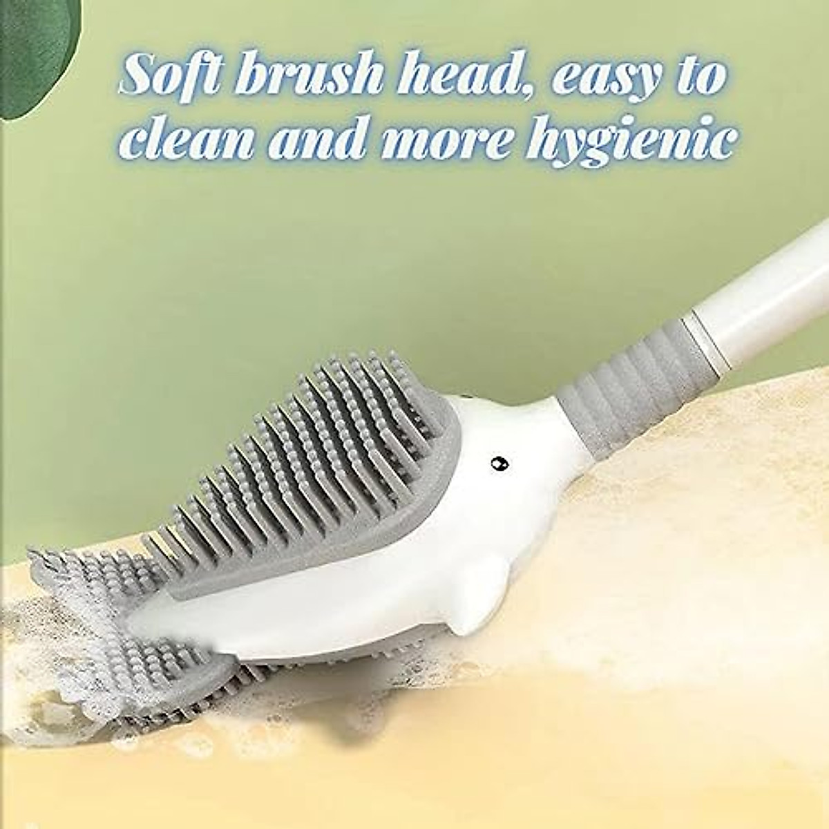 LUOWUYOU Cute Dolphin Toilet Brush, Funny Toilet Brush Silicone Toilet Brush Toilet Brush Novelty Set (Pink)